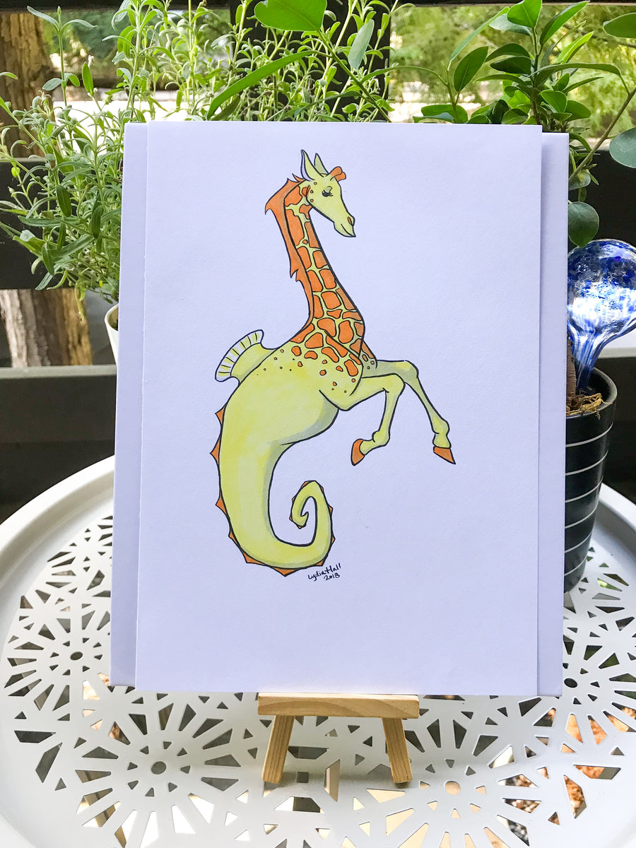 Original Ink Illustration - Sea Giraffe – geeklywhimsical